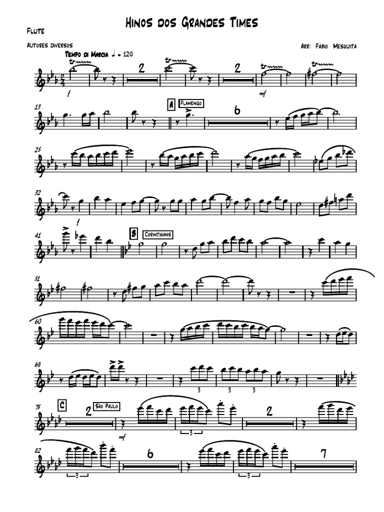 Hinos dos Grandes Times Flute | PDF | Association Football Competitions ...