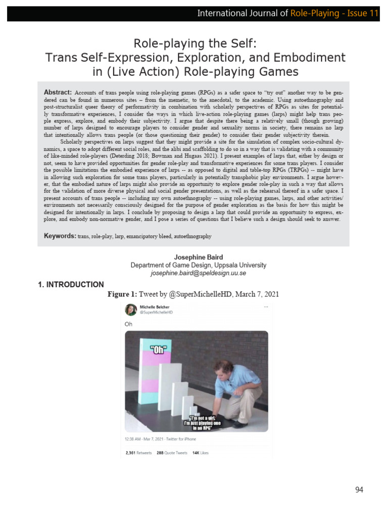 Josephine Baird - Role-Playing The Self - Trans Self-Expression, Exploration, and Embodiment in ...