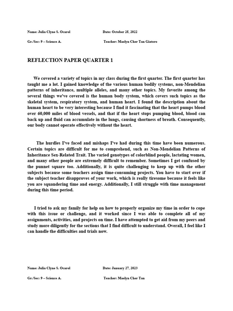 Reflection Paper | PDF | Atoms | Volcano