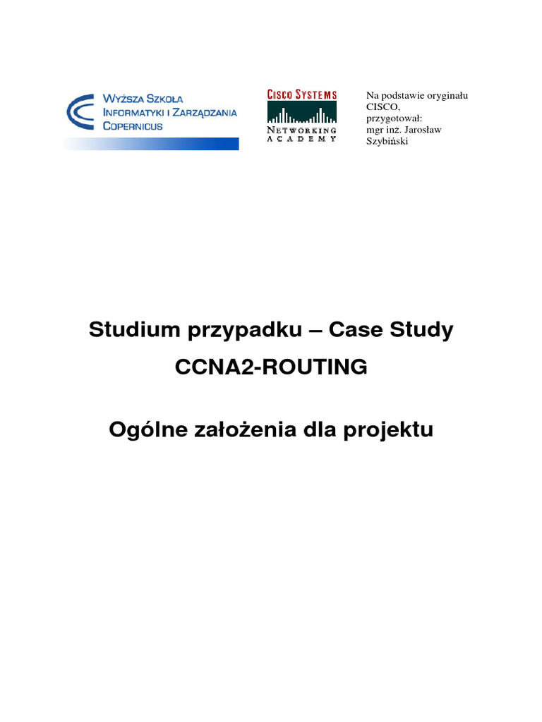 Zalozenia Projektu CCNA2 | PDF