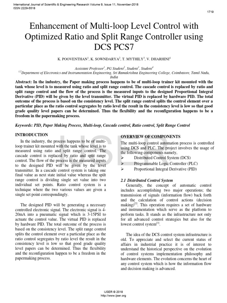 Enhancement of Multi Loop Level Control With Optimized Ratio and Split Range Controller Using ...