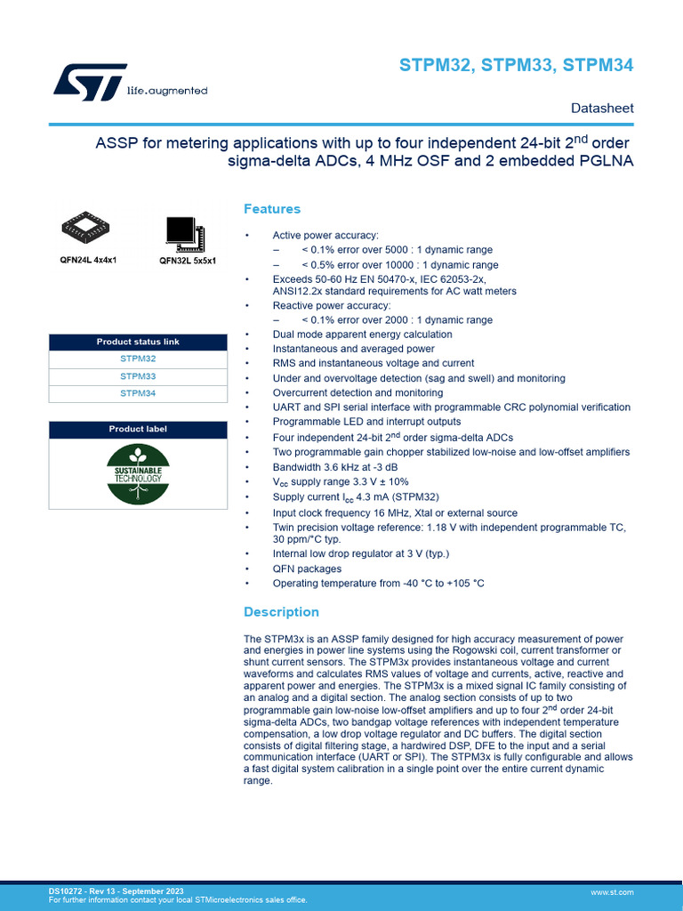 STPM34 Power Measurement IC Datasheet | PDF | Computers