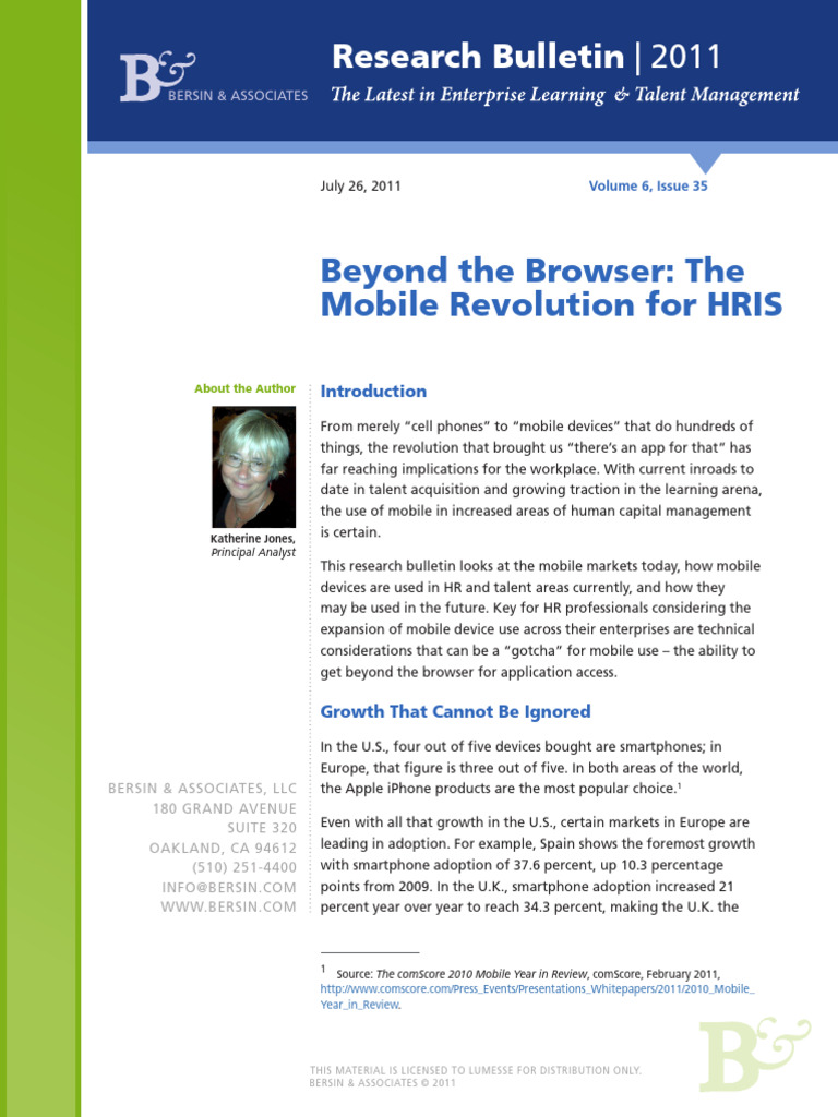 Lumesse Analyst Insight Bersin Mobilerevolution Enus | PDF | Human Resources | World Wide Web