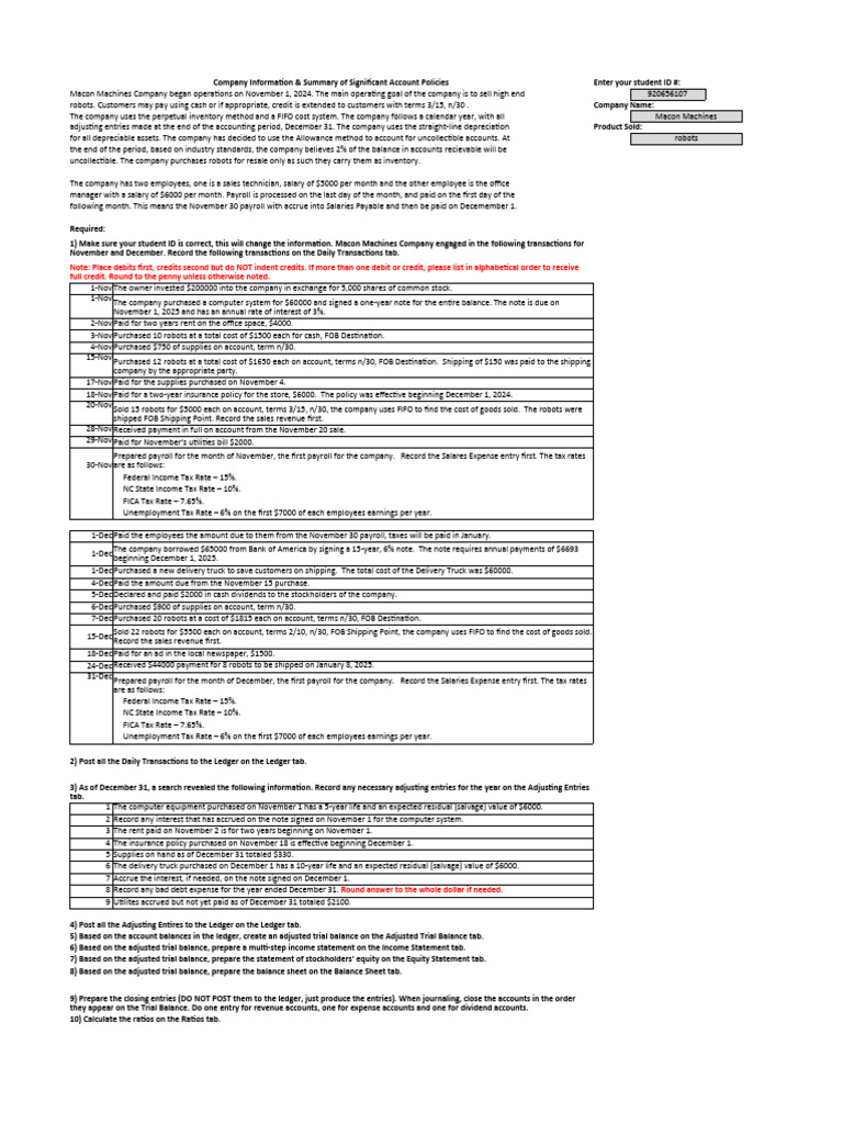 ACCT 251 Practice Set | PDF | Debits And Credits | Expense