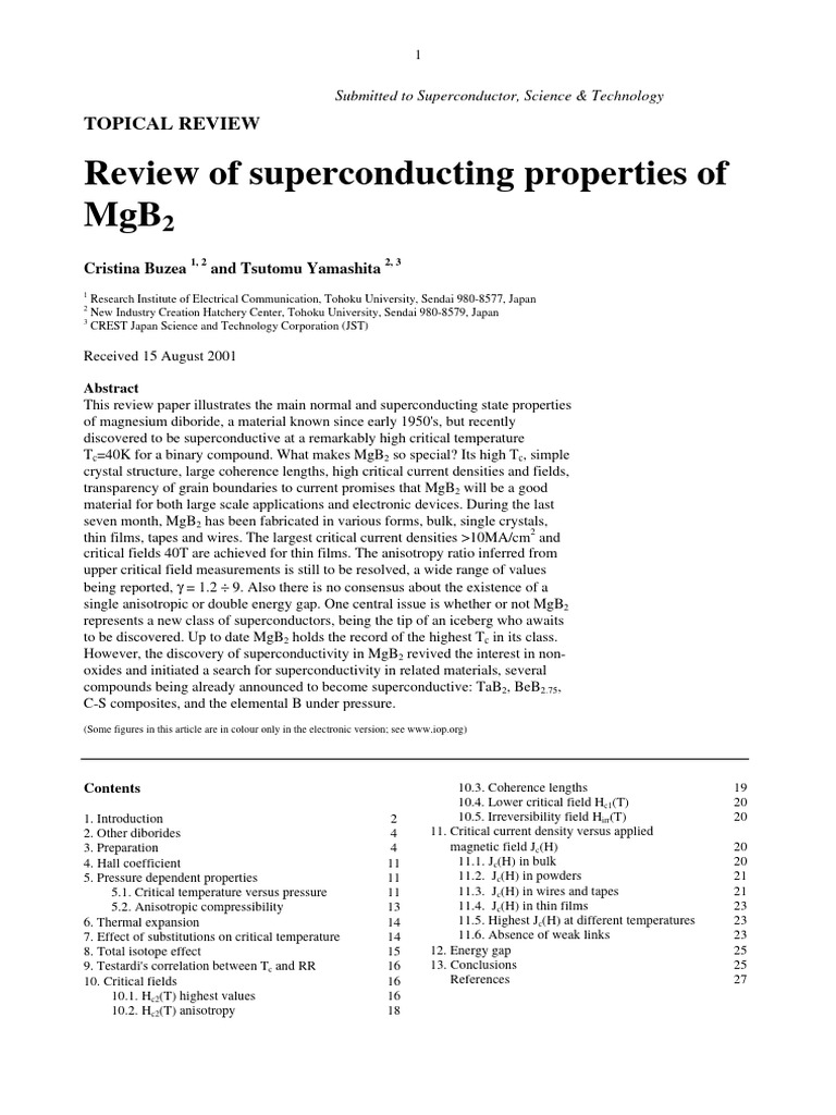 MGB.REVIEW | PDF | Superconductivity | High Temperature Superconductivity