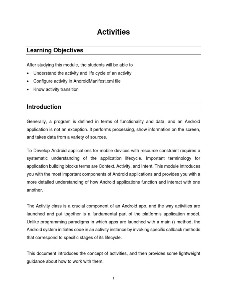 4.1 Activities 1 | PDF | Class (Computer Programming) | Mobile App