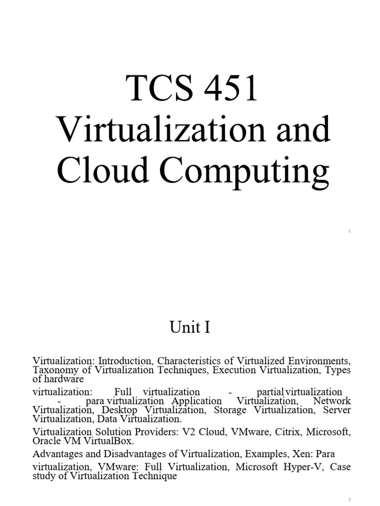 Unit I | PDF | Cloud Computing | Virtual Machine
