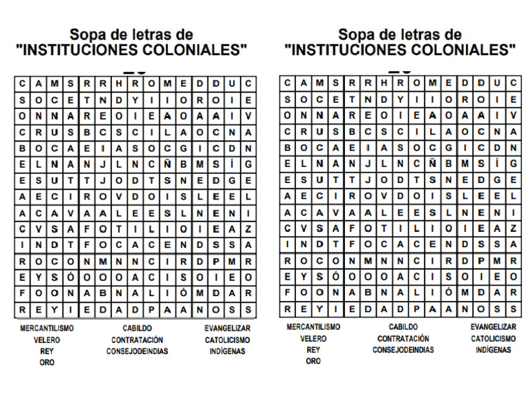 Sopa Letras Miercoles 13 de Marzo Hist 6to Basico | PDF