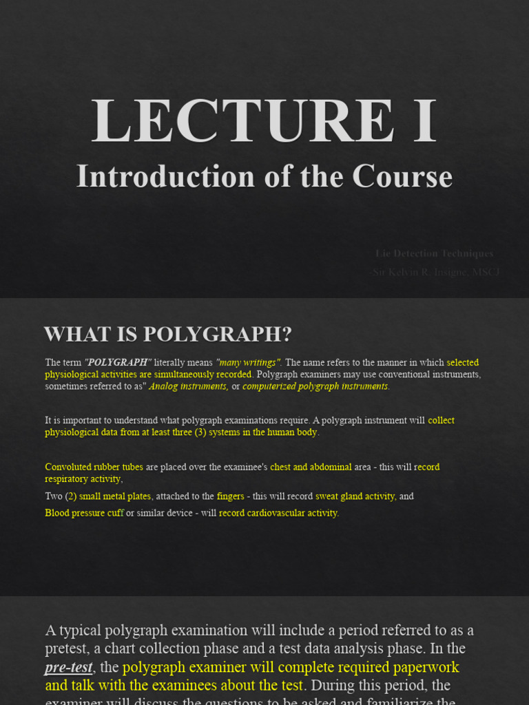 LECTURE I Introduction of The Course | PDF | Polygraph