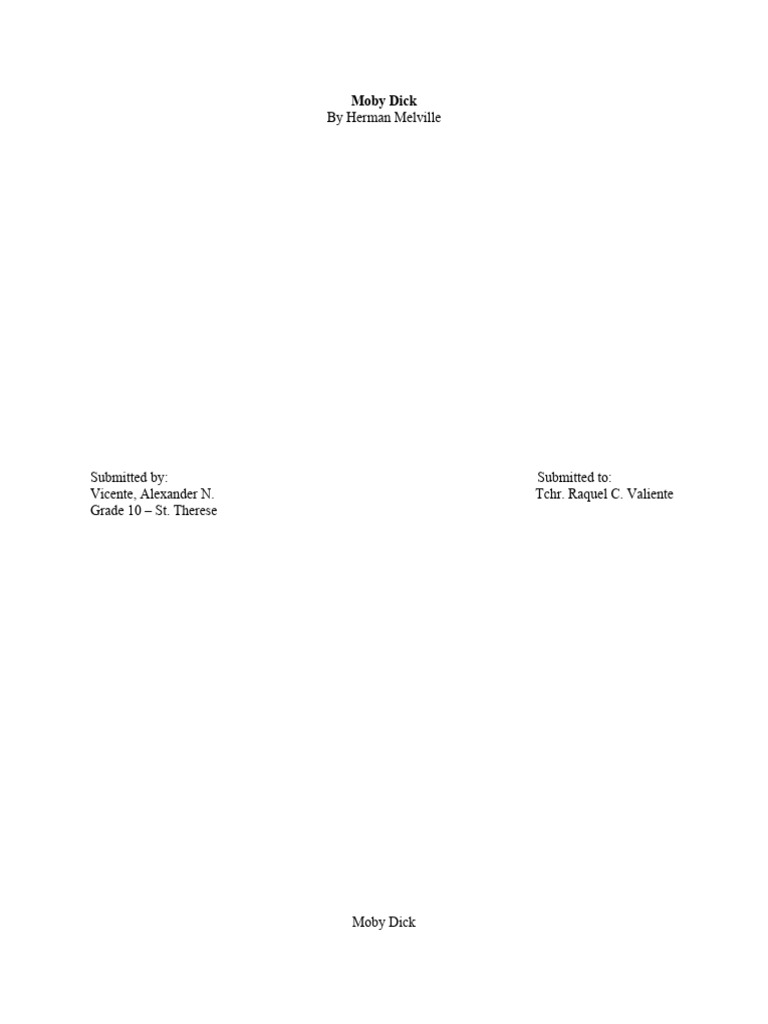 Book Report | PDF | Moby Dick | Captain Ahab