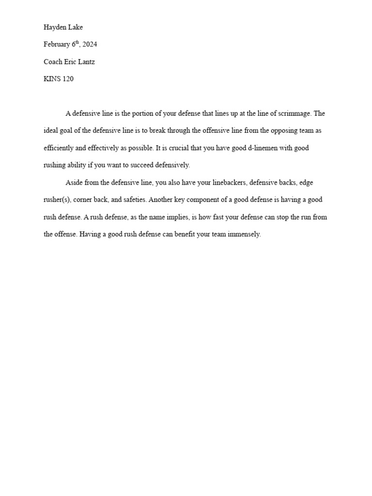 Defensive Line Strategies | PDF | Career & Growth | Self-Improvement