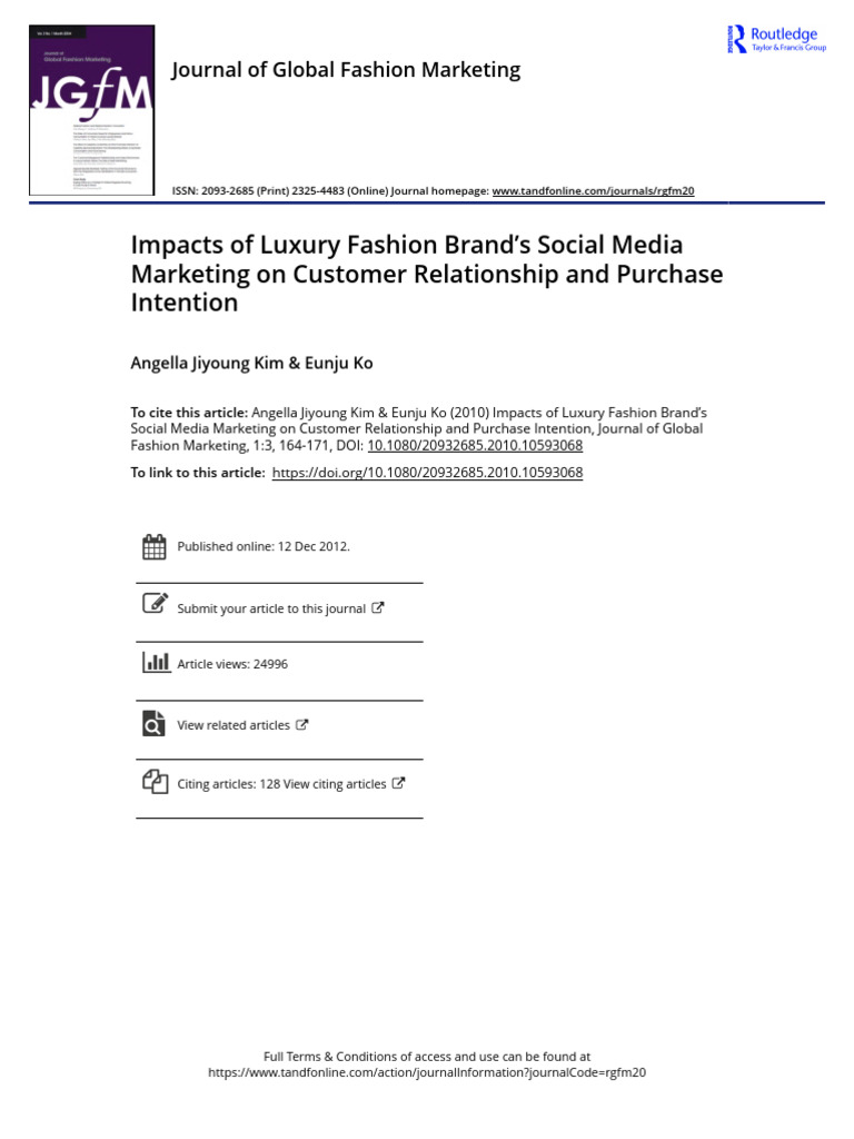 Impacts of Luxury Fashion Brand S Social Media Marketing On Customer ...