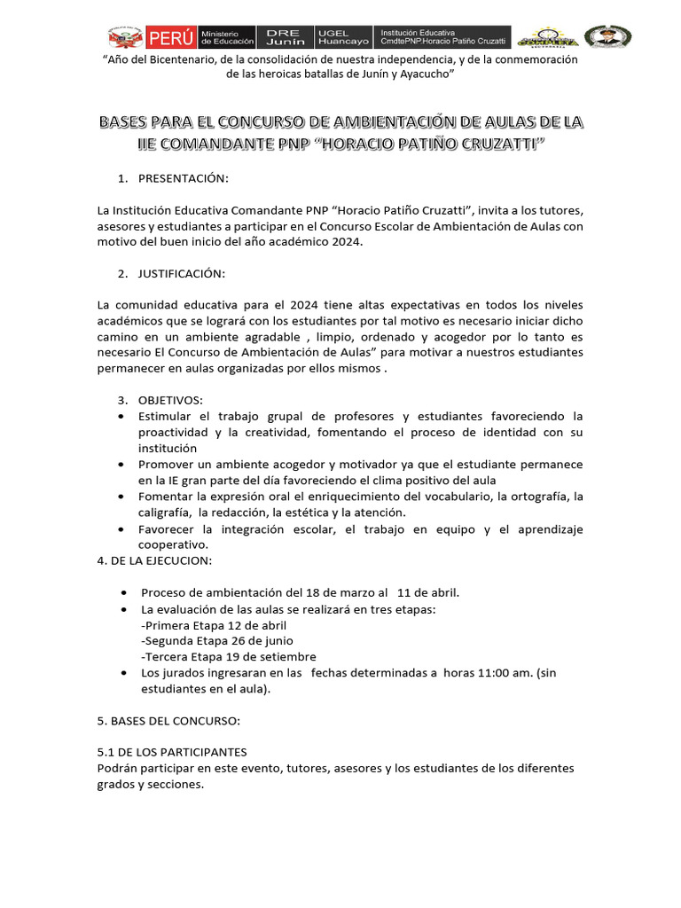 Bases Ambientacion Aula | PDF | Aprendizaje