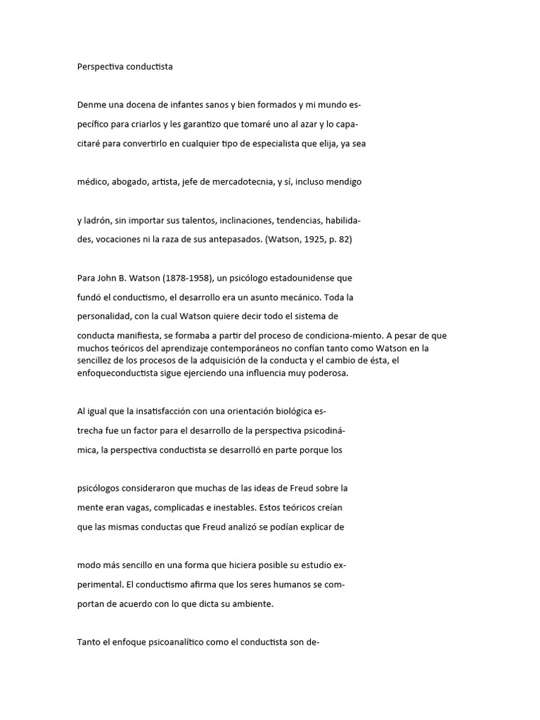 Perspectiva Conductista y Aprendizaje | PDF | Behaviorismo | Reforzamiento