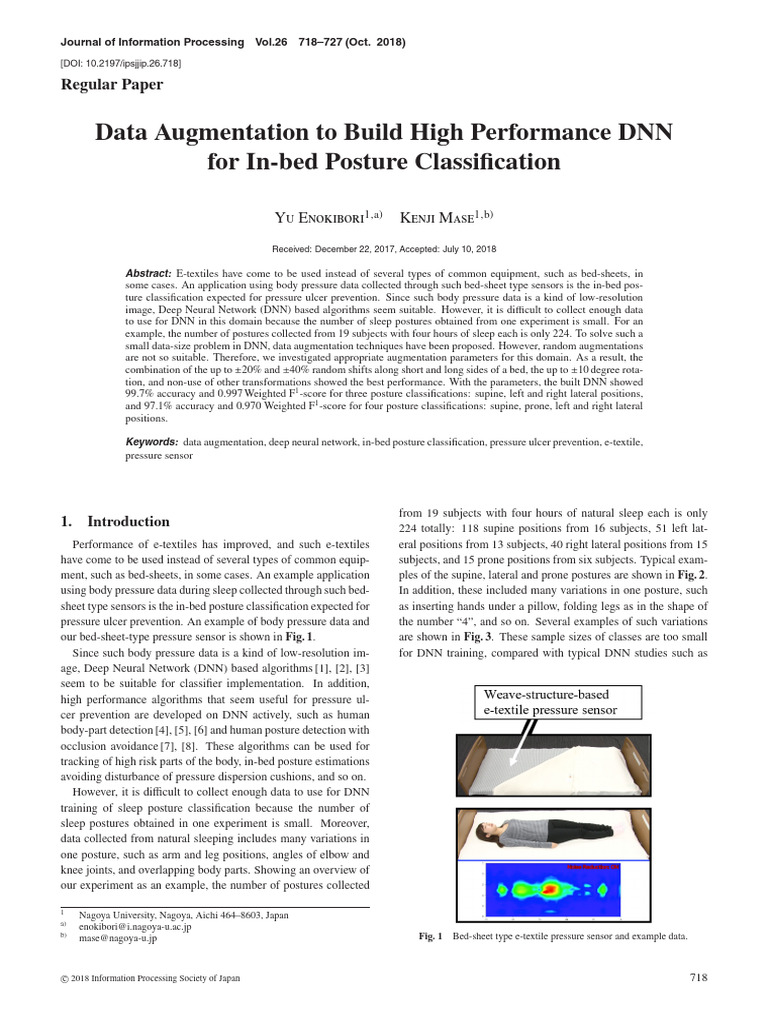 Data Augmentation To Build High Performance DNN For In-Bed Posture Classification | PDF | Deep ...