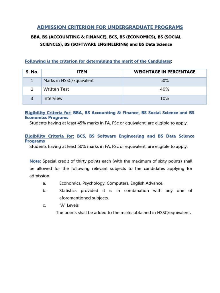 IMSCIENCES Entry Test Criteria 2024 | PDF | Bachelor Of Science | Science