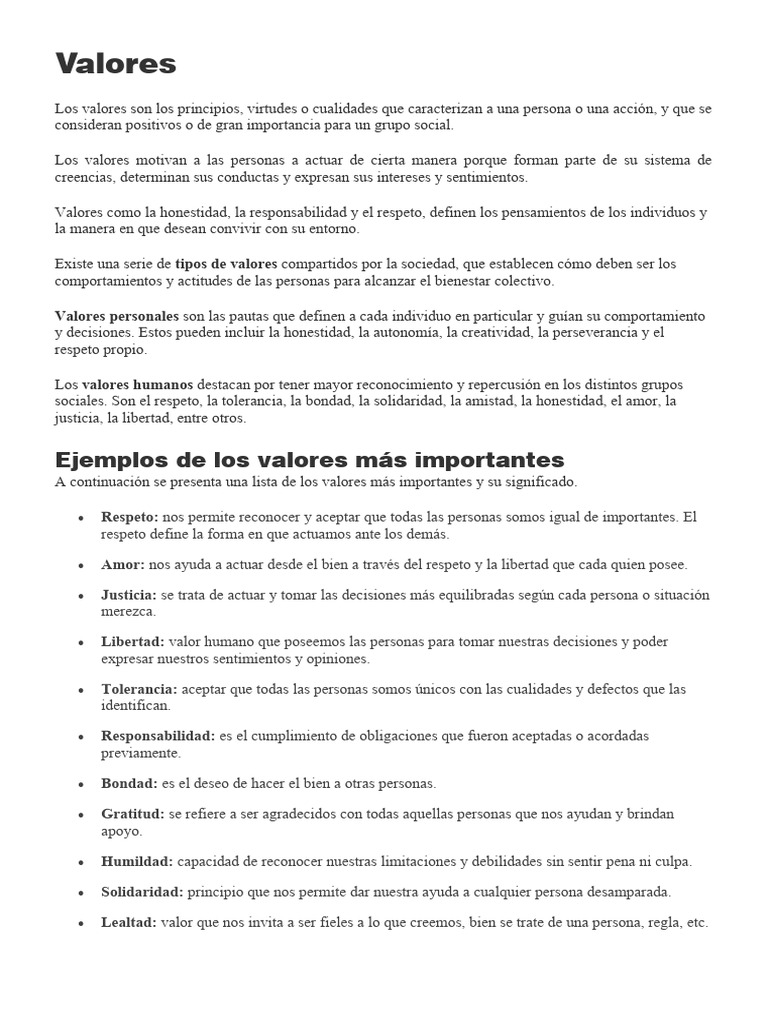 Valor Es | PDF | Tolerancia | Amor