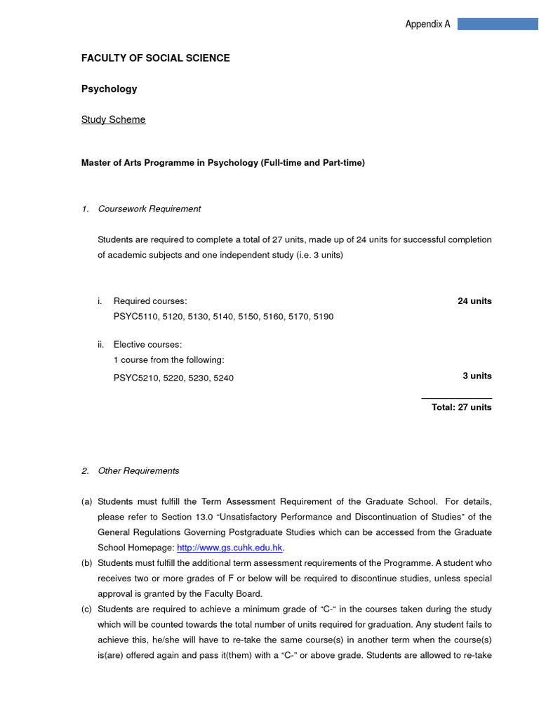 Appendix A Study Scheme | PDF | Psychology | Postgraduate Education