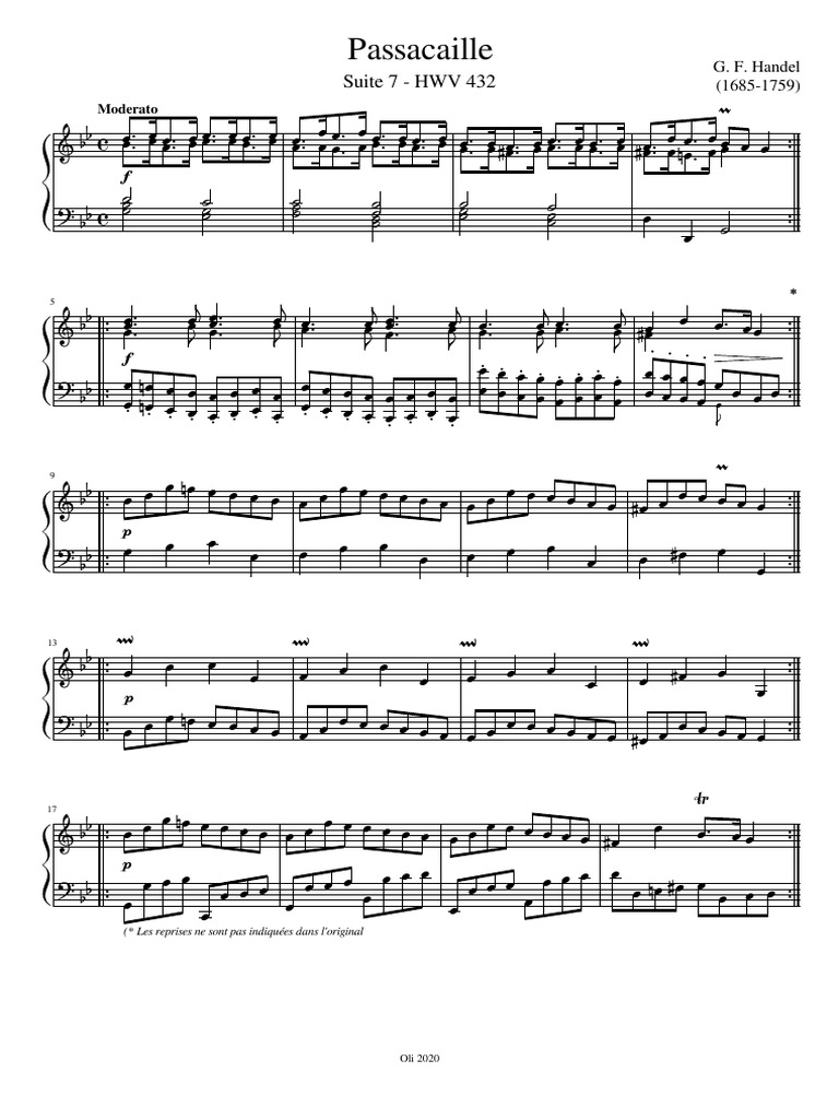 Handel - Passacaille Suite 7 - HWV 432 | PDF | George Frideric Handel