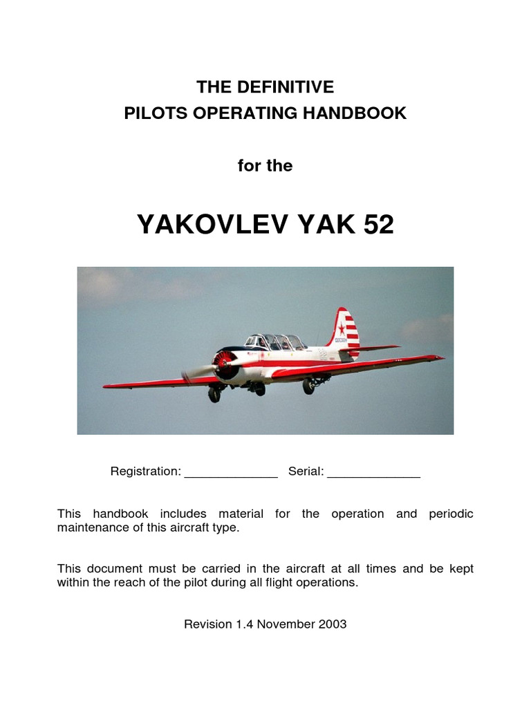 definitive yak 52 poh rev1.4 | PDF | Landing Gear | Parachute