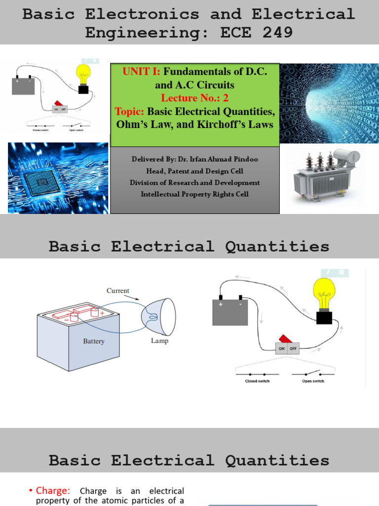 Unit1 - Lectures 2 To 4 | PDF | Series And Parallel Circuits | Electrical Resistance And Conductance