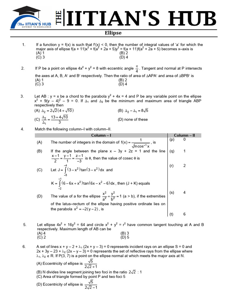 Ellipse Questions | Download Free PDF | Ellipse | Circle