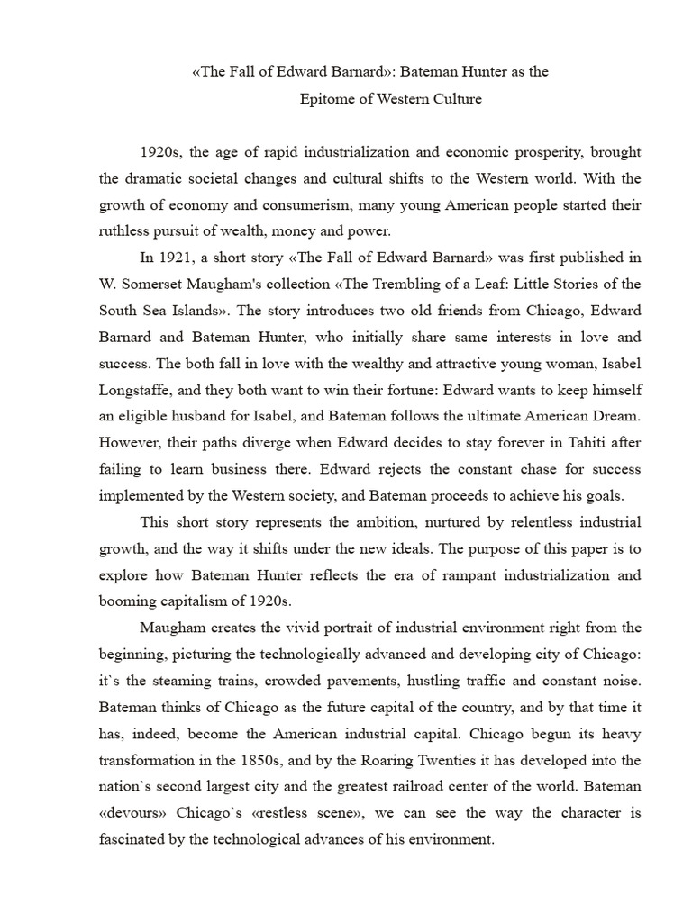 Bateman Hunter As The Epitome of Western Culture | PDF | Economies