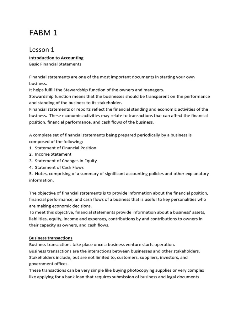 FABM 1 Lesson 1 3 | PDF | Accounting | Audit
