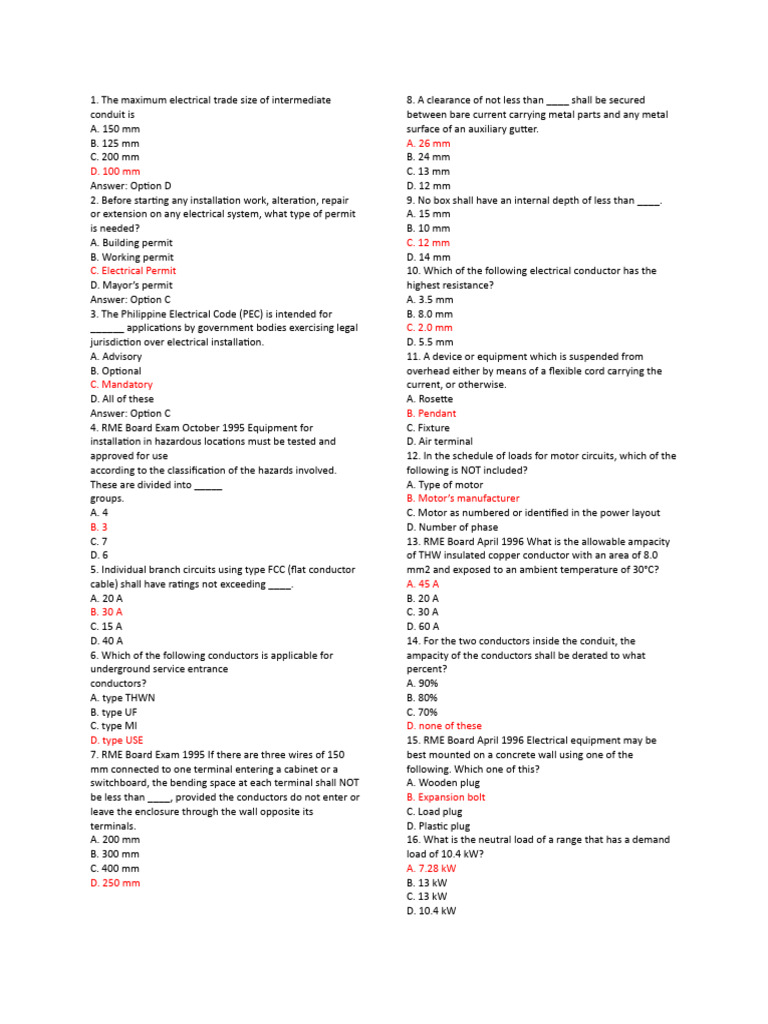 Pec MCQ | PDF | Electrical Wiring | Insulator (Electricity)