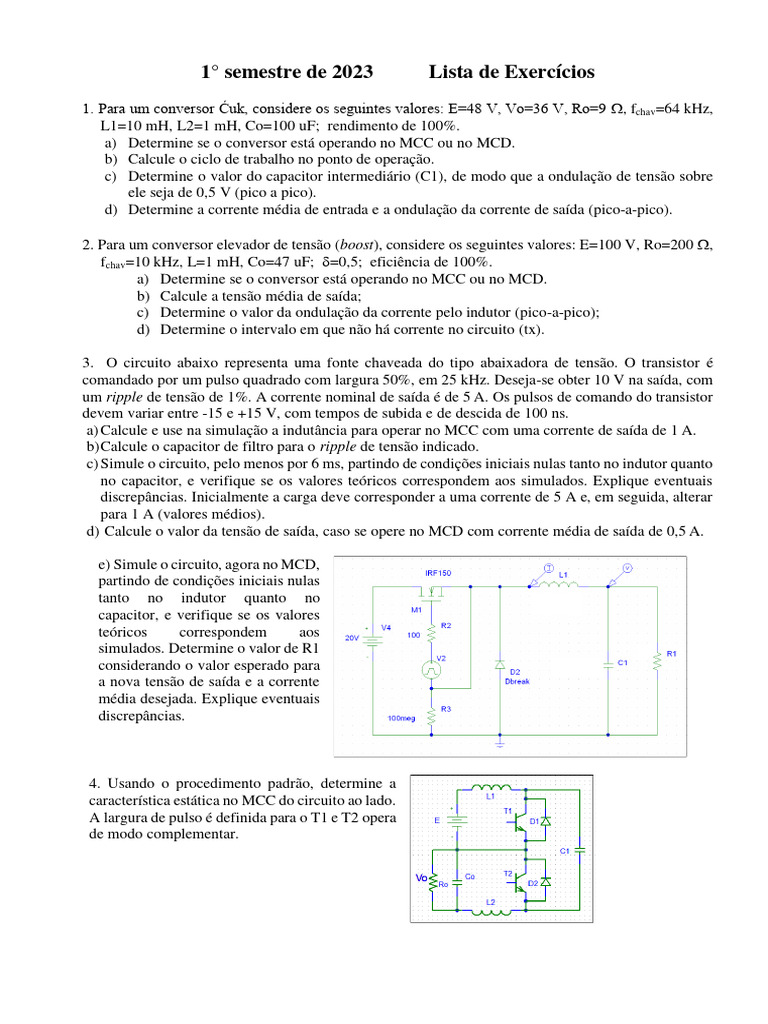 Lista CC-CC | PDF | Rede elétrica | Engenharia Eletrônica