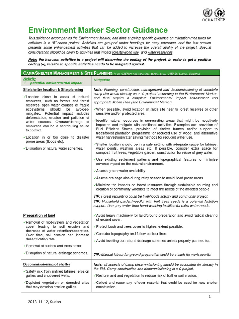Environment Marker Sector Guidance: C /S M & S P | PDF | Waste | Waste Management