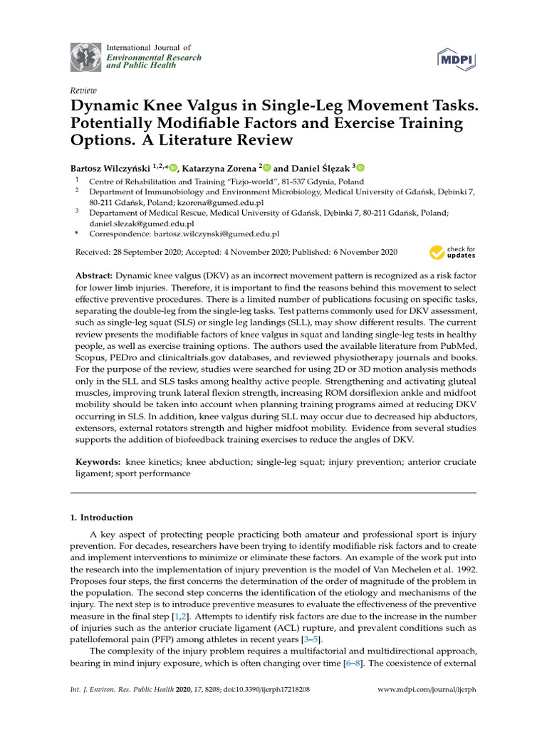Dynamic Knee Valgus: Factors & Training | PDF | Knee | Anatomical Terms ...