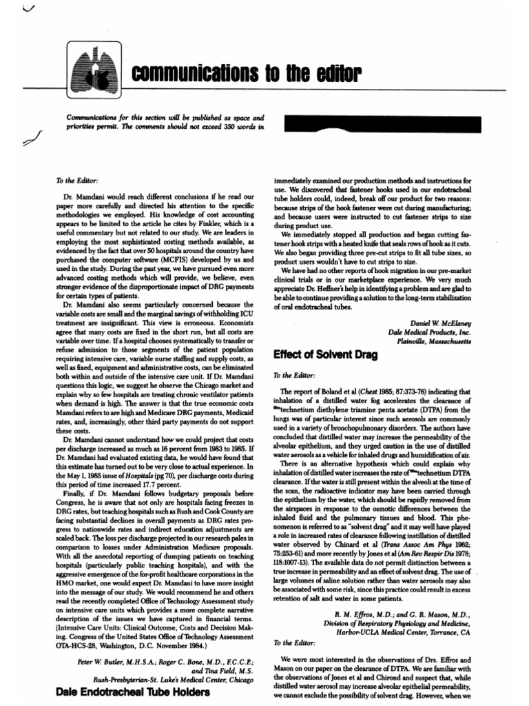 Effect of Solvent Drag - Chest - 3 | PDF | Intensive Care Unit ...