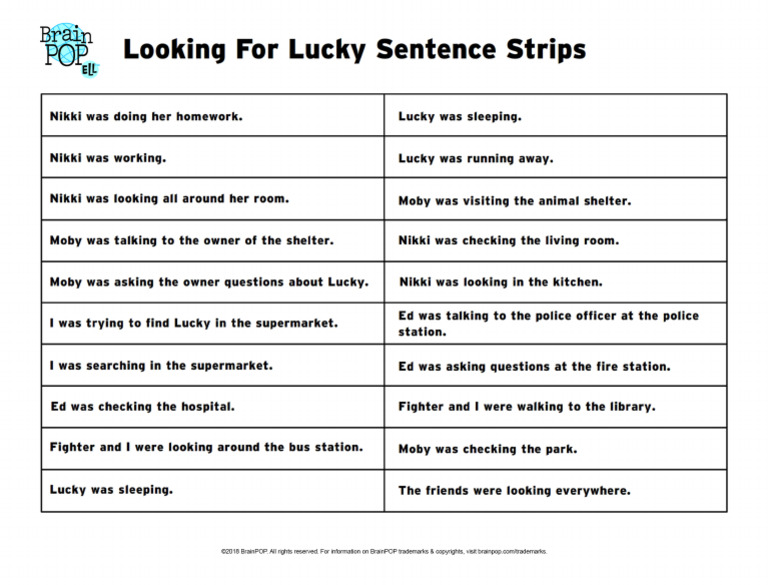 Parallel Action Sentence Strips | PDF