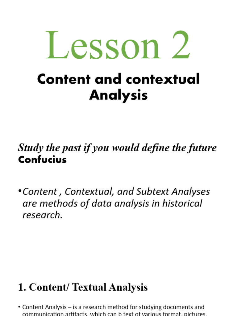 Lesson 2 Content and Contextual Analysis | PDF | Methodology | Science