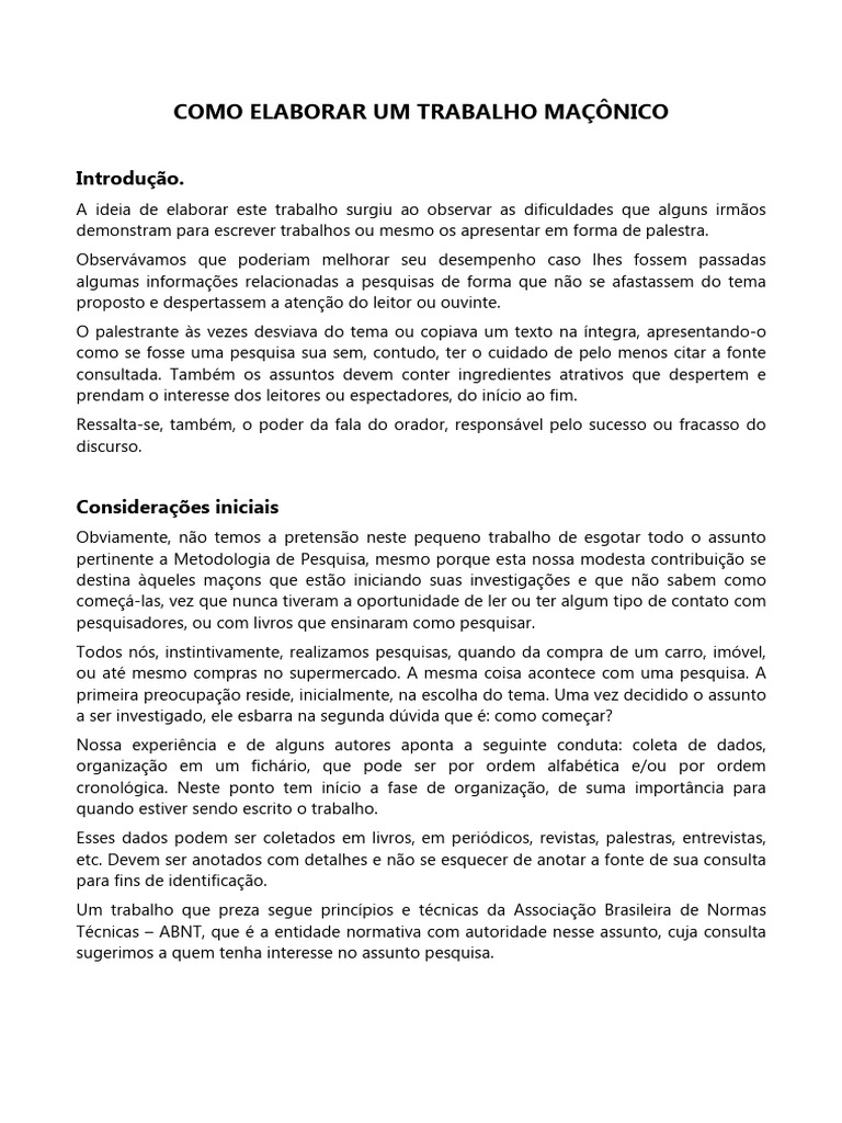 Guia para Trabalhos Maçônicos | PDF | Maçonaria | Bibliografia