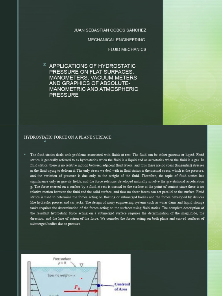 Applications of Hydrostatic Pressure on Flat Surfaces, | PDF | Pressure ...