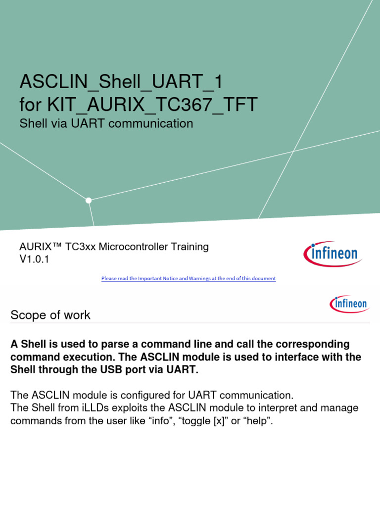 Infineon-ASCLIN Shell UART 1 KIT TC367 TFT-Training-v01 01-EN | PDF | Shell (Computing ...