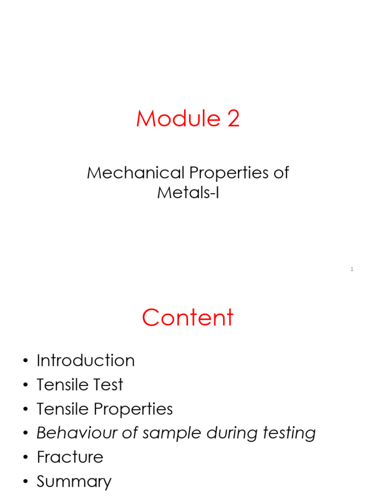 1.module 2 Mechanical Properties of Materials I | PDF | Deformation ...
