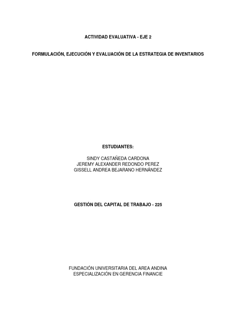Act Eje 2 Gestion de Capital de Trabajo | PDF | Negocios económicos