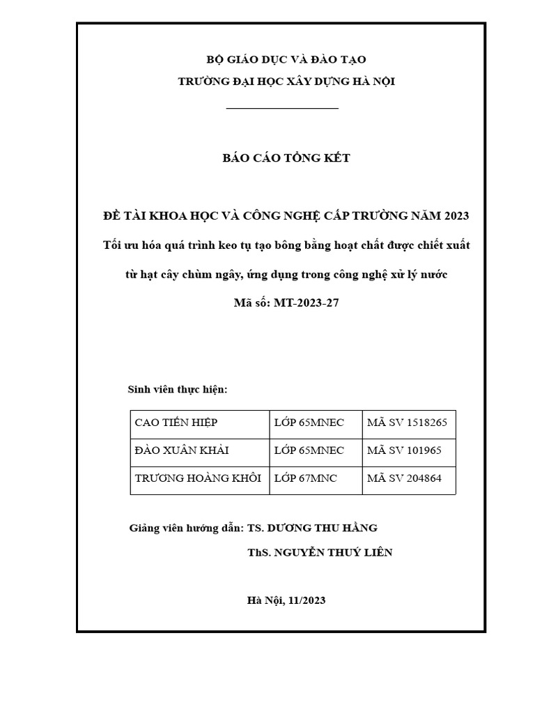 Báo Cáo NCKH Sinh Viên - MOCP - Final-Revised For Submission | PDF