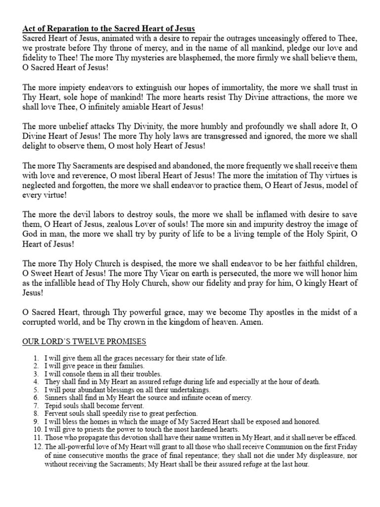 1st Friday Devotion Prayers | PDF | Mercy | Jesus