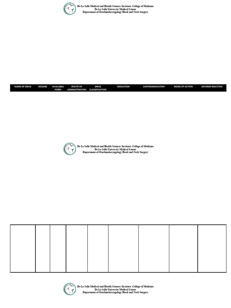ENT Drug Information Guide | PDF