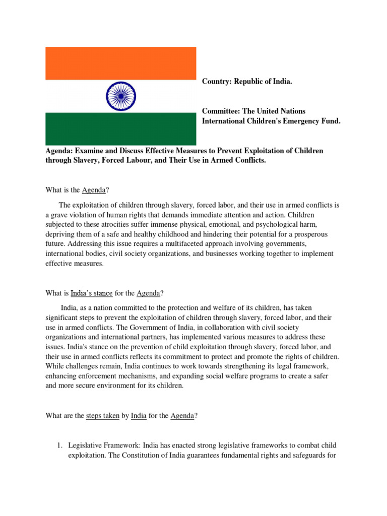 Camun Position Paper Republic of India | PDF | Children's Rights ...