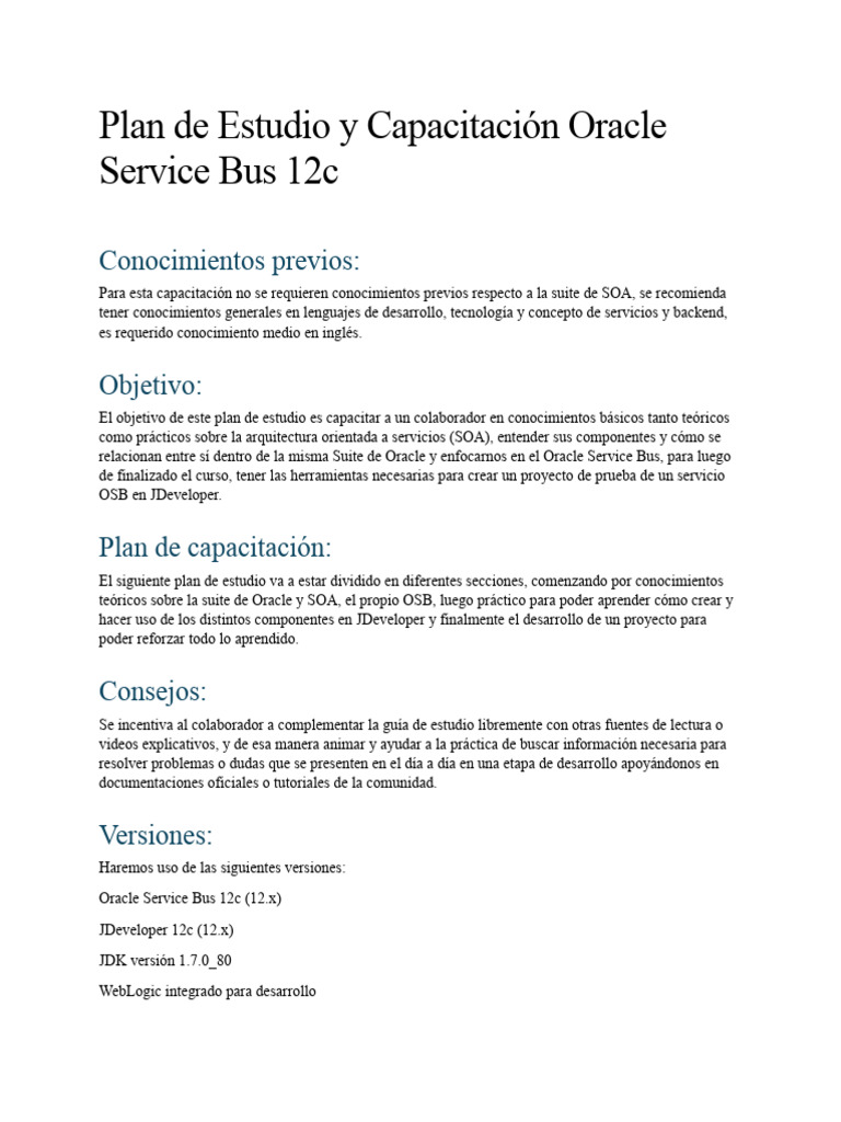 Capacitación Oracle Service Bus 12c | PDF | Informática