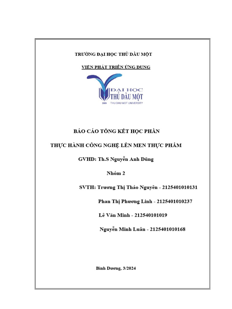 Báo Cáo 2 Lên Men Bia | PDF