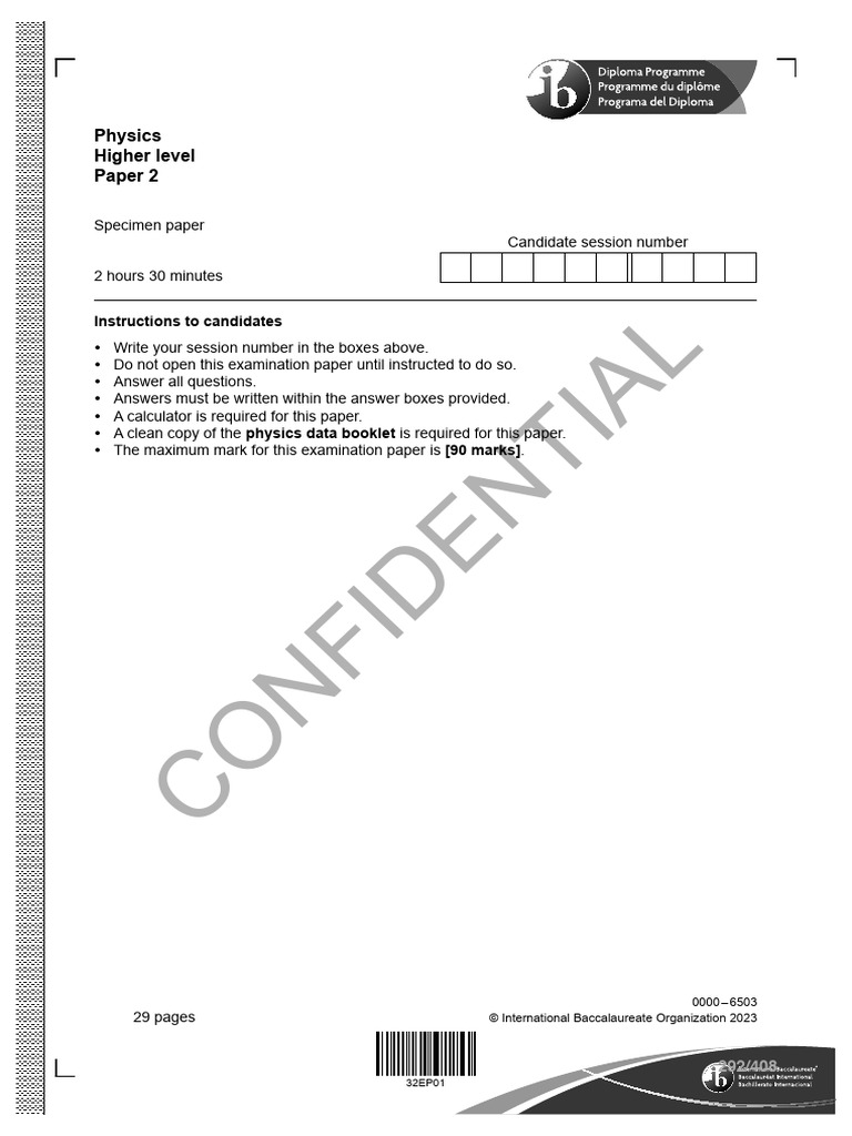 IBDP Physics FA2025 Sample Examination HL P2 | PDF | Nuclear Fission ...