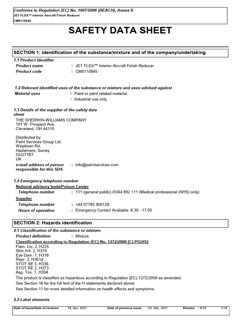 CM0110845GA 3X EU EN safetyDataSheet Sds 8799831064580 0 1 | PDF