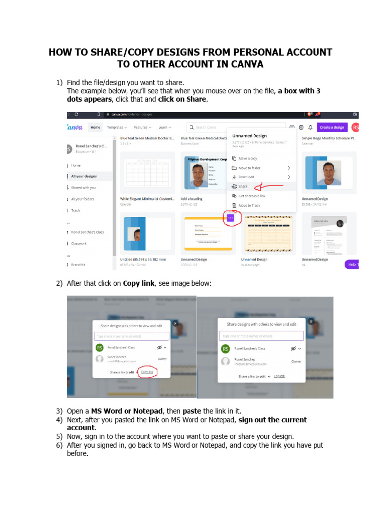 How To Share Designs To Other Accounts | PDF | Career & Growth | Computers