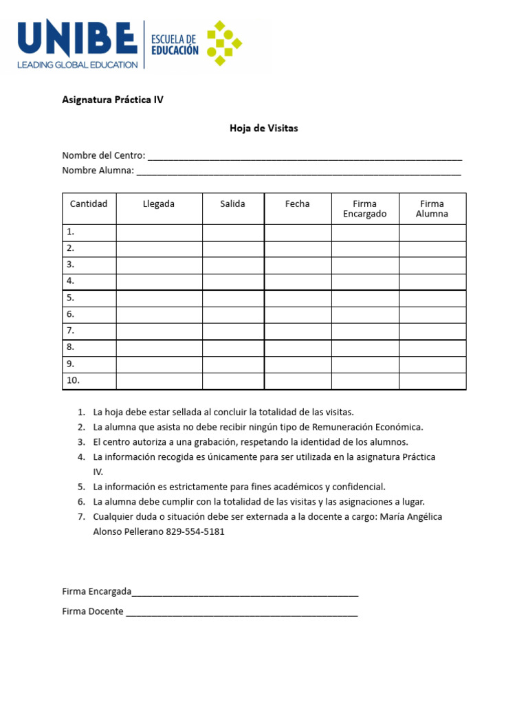 Hoja de Visitas | PDF